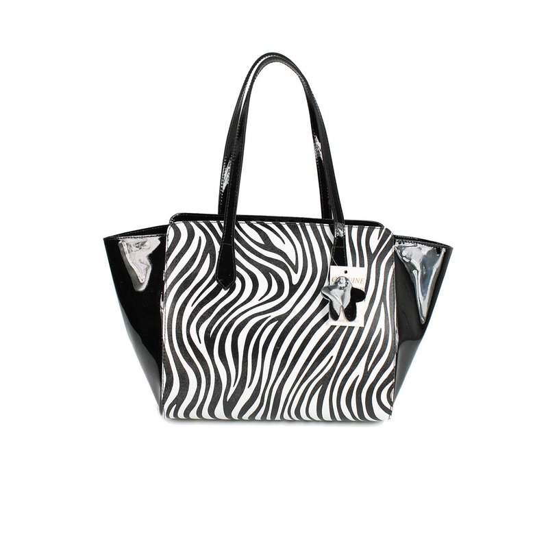 BELLI exclusive Leder Handtasche schwarz lack zebra - Belli Shop - Ih