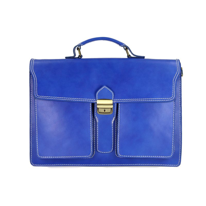 BELLI "Design Bag B" Leder Businesstasche unisex royal blau - Belli S