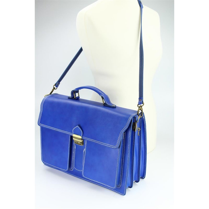 BELLI "Design Bag B" Leder Businesstasche unisex royal blau - Belli S