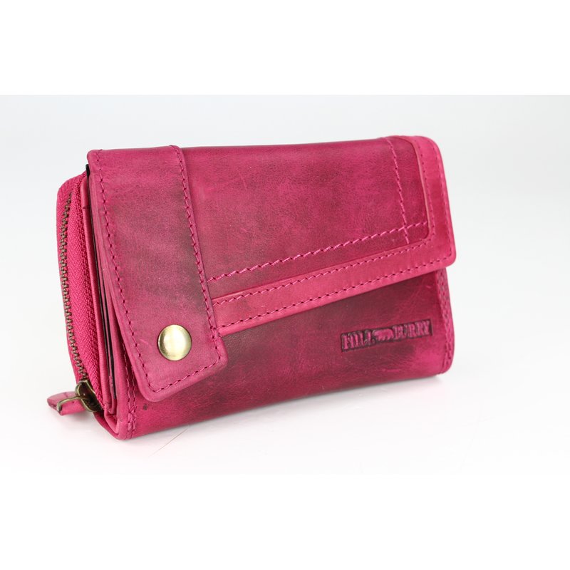 Hill Burry Vintage Leder Damen Geldbörse dickes Portemonnaie pink - B