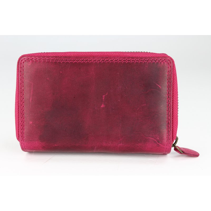 Hill Burry Vintage Leder Damen Geldbörse dickes Portemonnaie pink - B