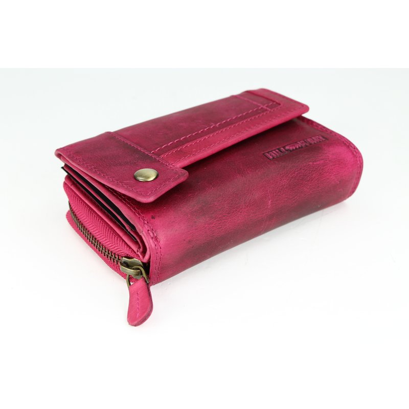 Hill Burry Vintage Leder Damen Geldbörse dickes Portemonnaie pink - B