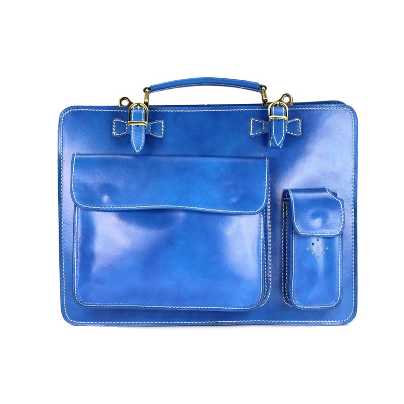BELLI Design Bag "Verona" Leder Businesstasche royal blau - Belli Sho