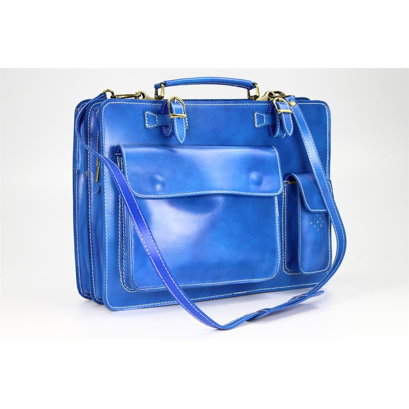 BELLI Design Bag "Verona" Leder Businesstasche royal blau - Belli Sho