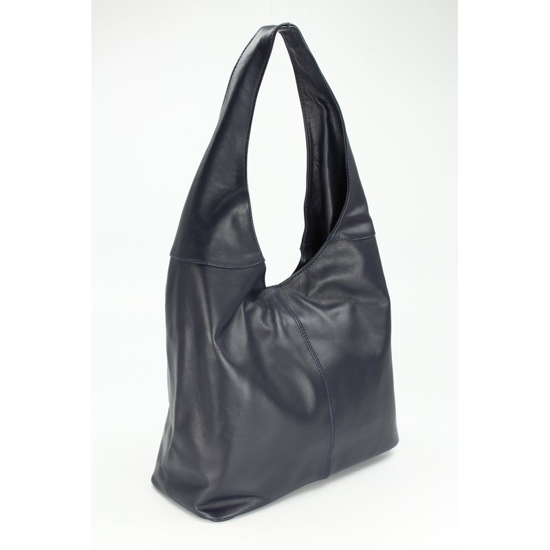 BELLI "Modena" mittelgrosser Nappaleder Shopper dunkelblau - Belli Sh