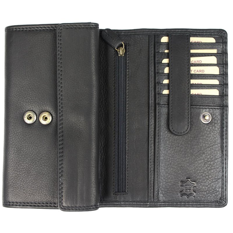 Geldborse Damen Schwarz Leder