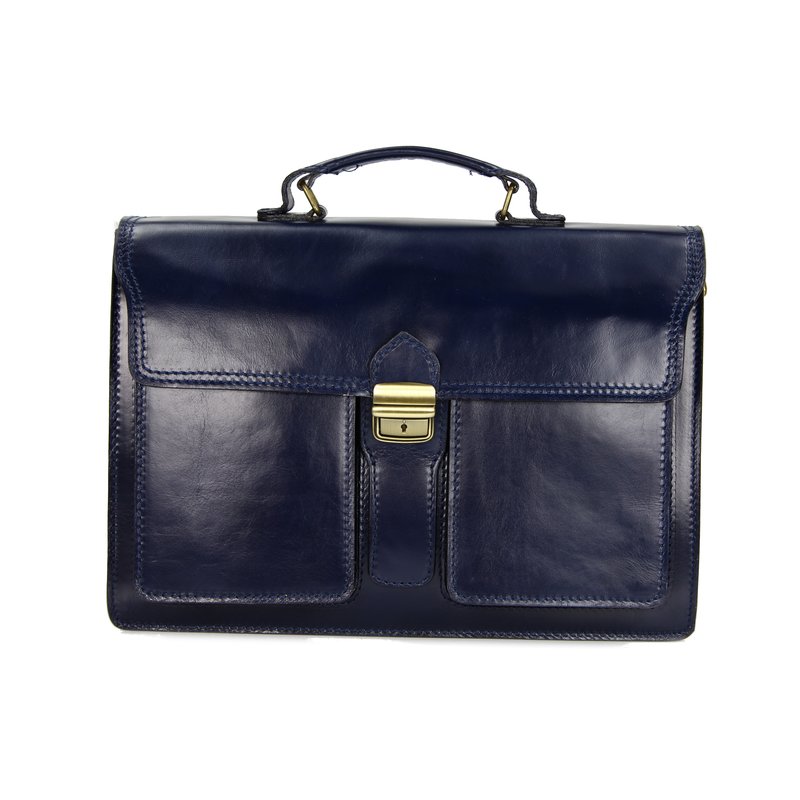 BELLI "Design Bag B" Leder Businesstasche unisex dunkelblau - Belli S