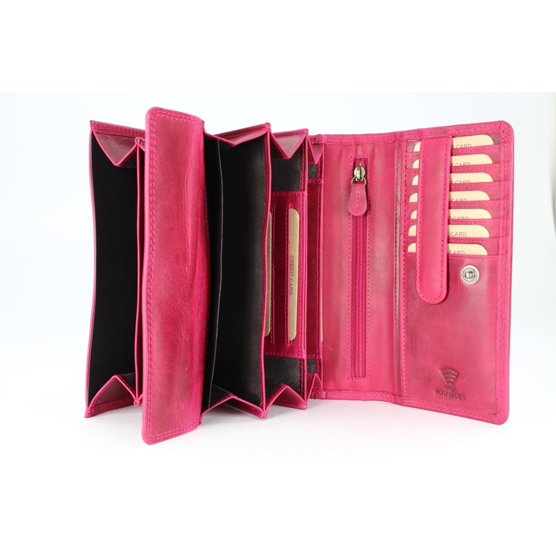 Hill Burry hochwertige große Vintage Leder Damen Geldbörse pink - Bel