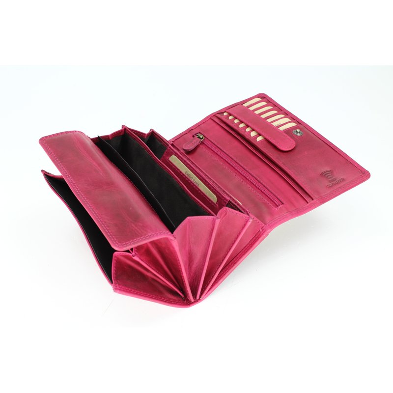 Hill Burry hochwertige große Vintage Leder Damen Geldbörse pink - Bel