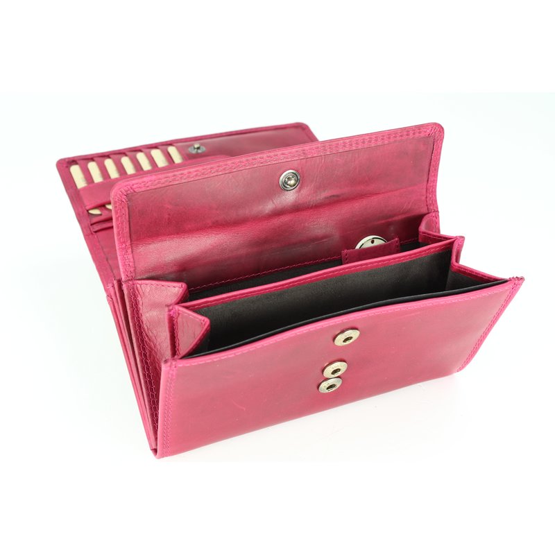Hill Burry hochwertige große Vintage Leder Damen Geldbörse pink - Bel